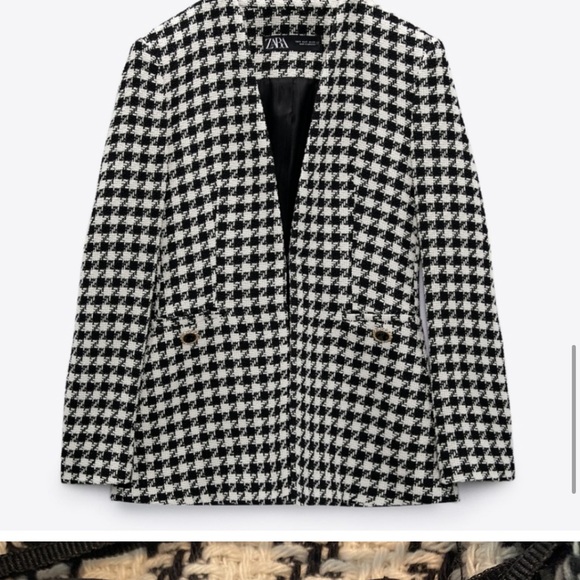Zara | Jackets & Coats | Nwt Zara Houndstooth Blazer Size L | Poshmark